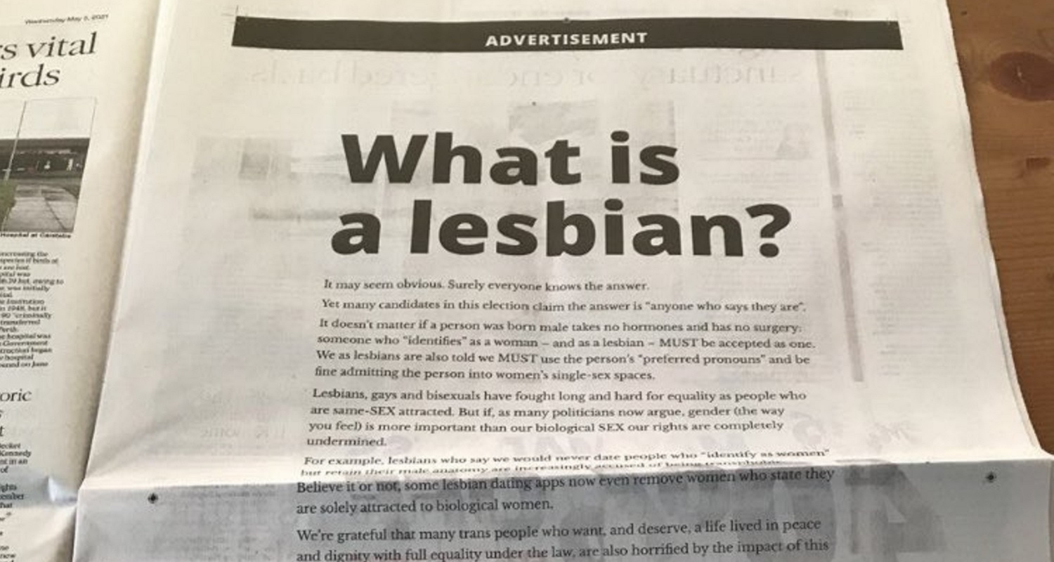 LGB Alliance takes out newspaper ad saying trans women can't be ...