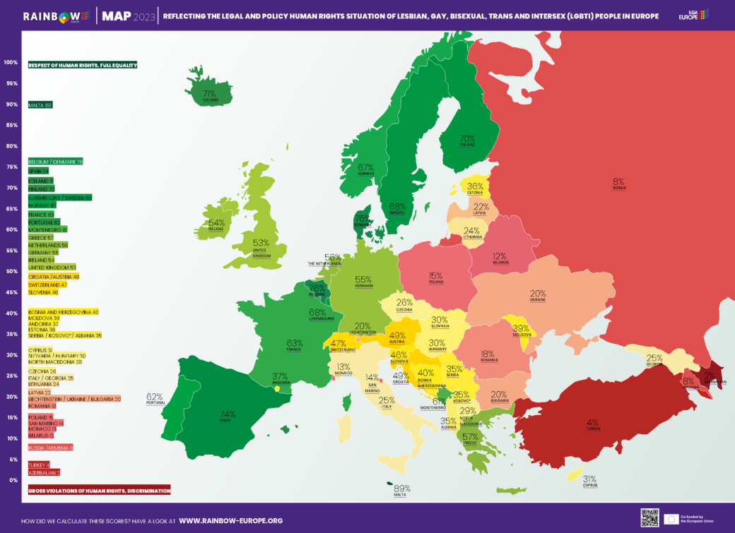 LGBTQ+ rights rankings: UK falls 3 places in Europe - Attitude