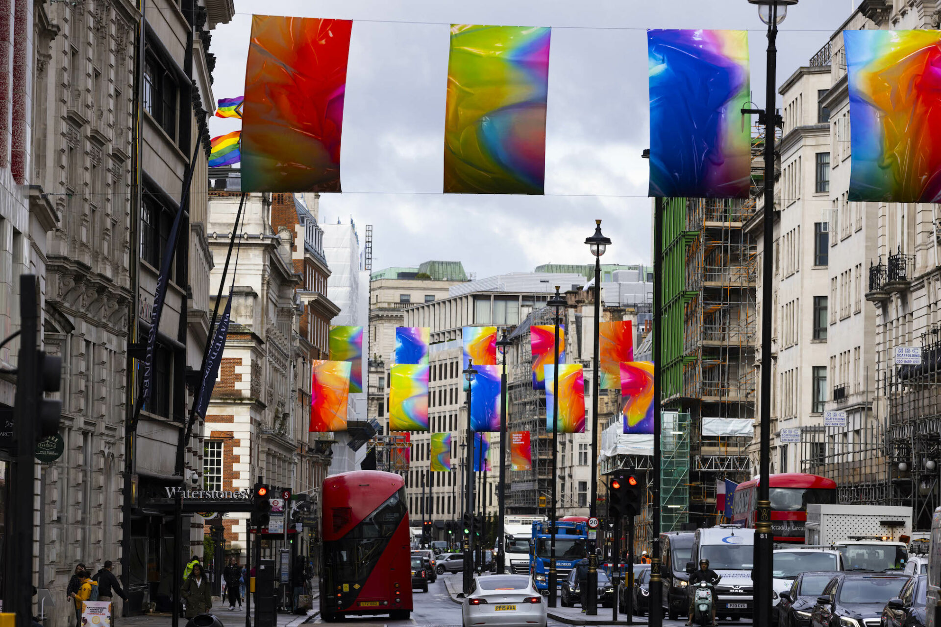 Artist reimagines Pride flag as designs soar across central London