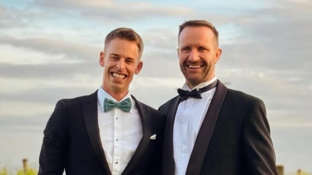 Former pro rugby player Campbell Johnstone marries partner Ben Thomson ...
